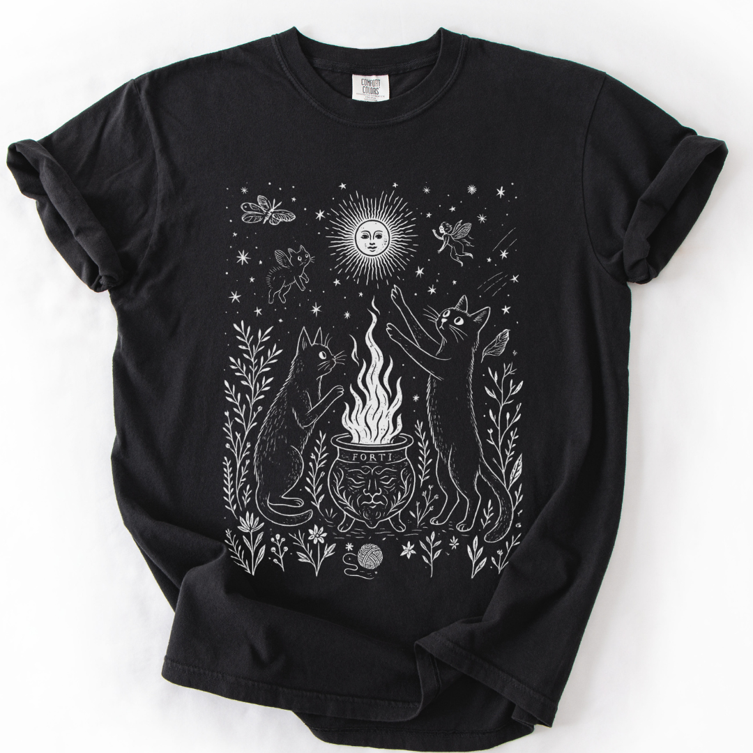 Midnight Meowgic- Comfort Colors Relaxed Fit Premium T Shirt – Prune & Wild